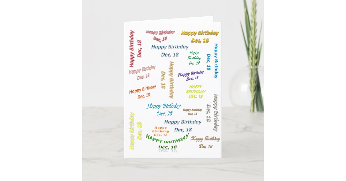Greeting Card December, 18 Birthday | Zazzle