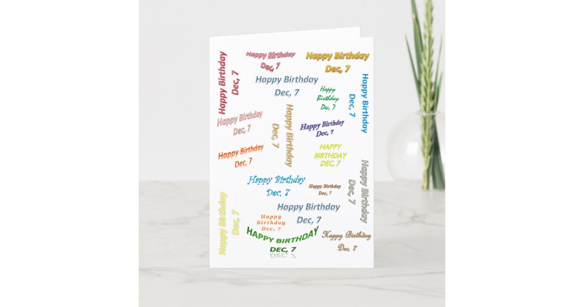 Greeting Card December, 7 Birthday | Zazzle