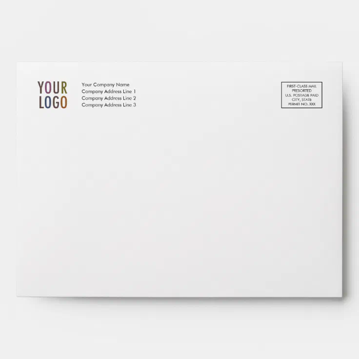Greeting Card Envelope A7 Logo Address Indicia | Zazzle