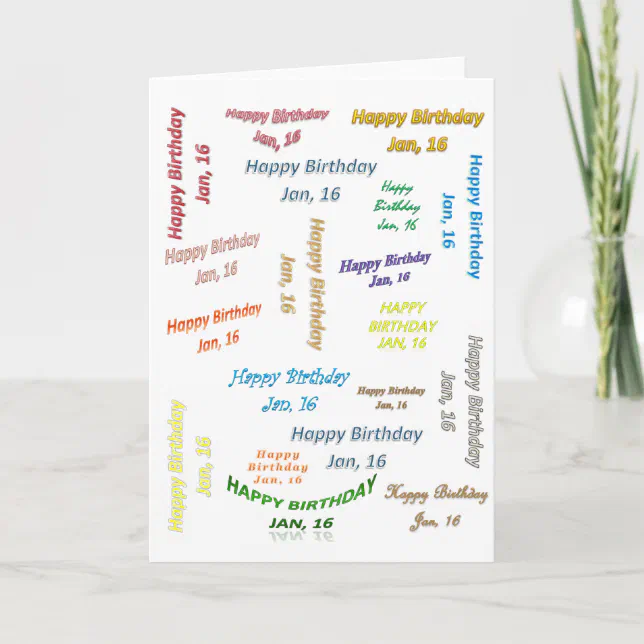 Greeting Card January, 16 Birthday | Zazzle