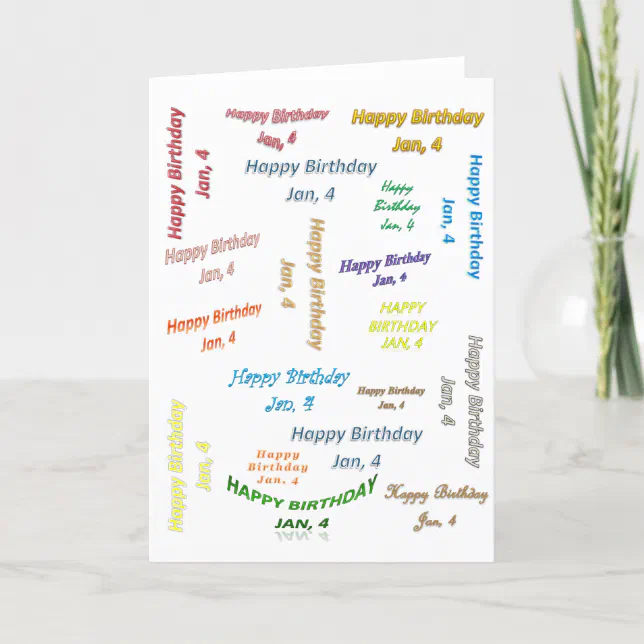 Greeting Card January, 4 Birthday | Zazzle