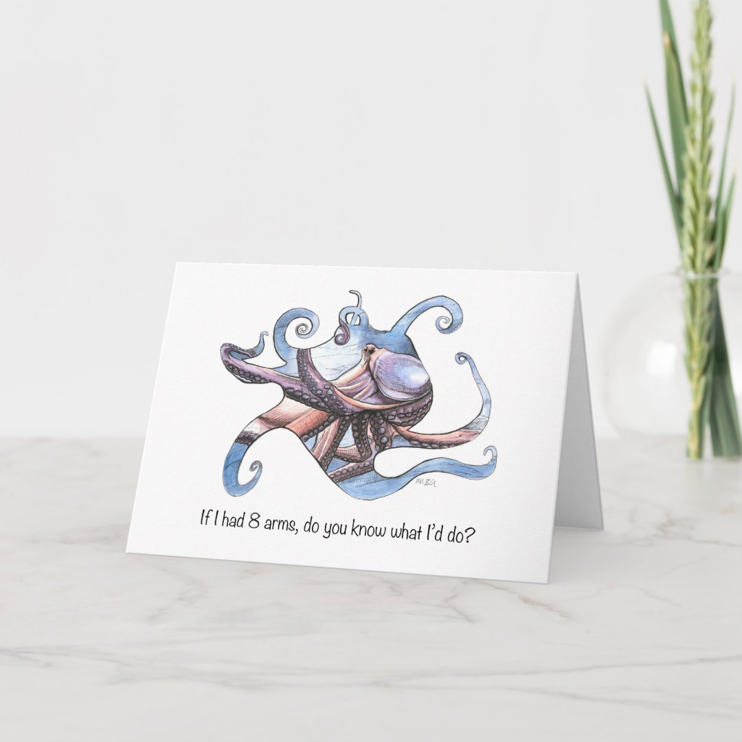 Greeting Card, Love card, Octopus illustration, Card | Zazzle