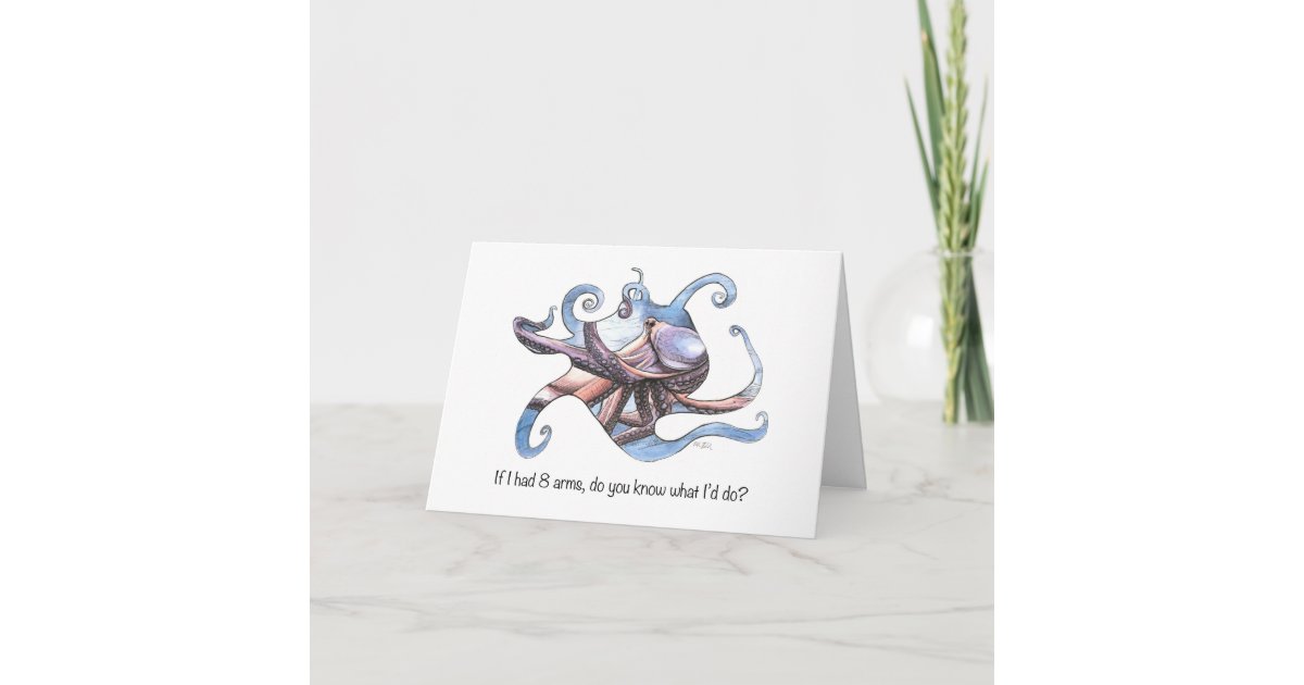 Greeting Card, Love card, Octopus illustration, Card | Zazzle