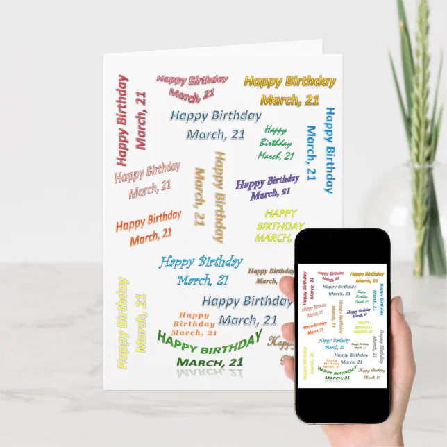 Greeting Card March, 21 Birthday | Zazzle