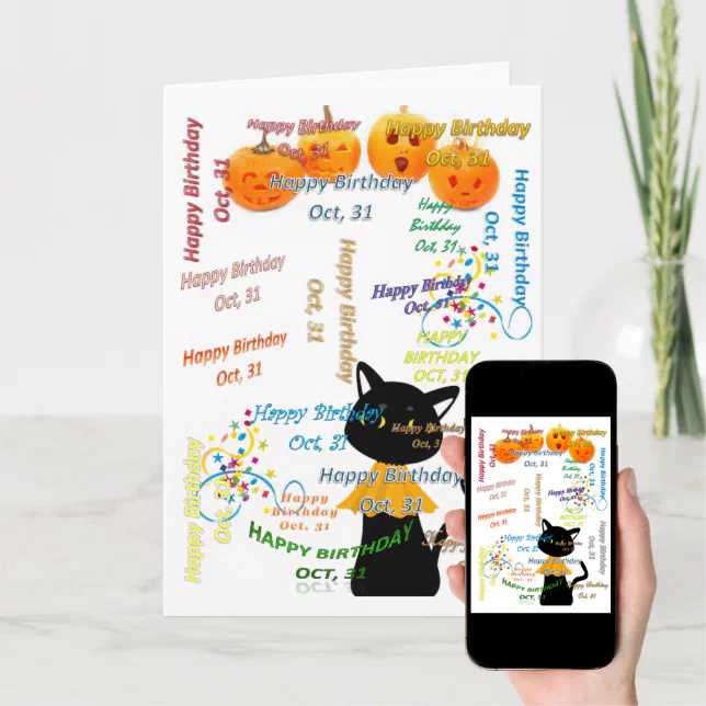 Greeting Card October, 31 Birthday | Zazzle