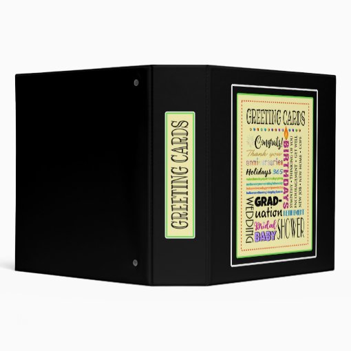 Greeting Card Organizer Birthdays Holidays Grads 3 Ring Binder | Zazzle