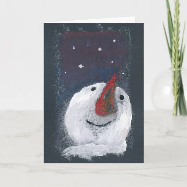 Greeting Card Reflective Snowman | Zazzle