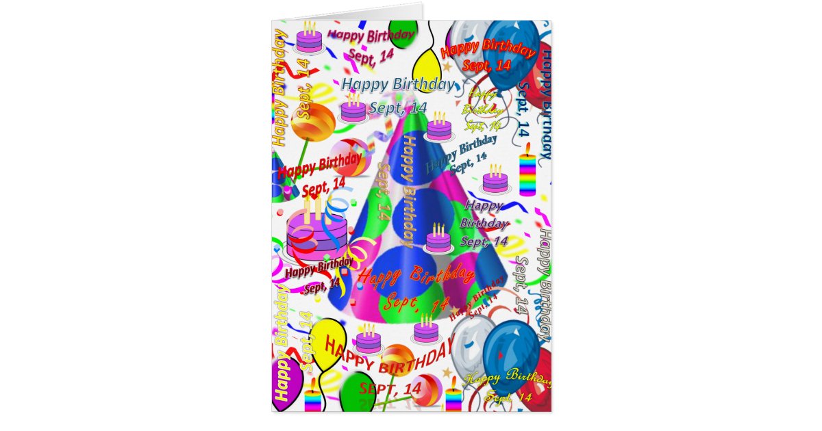 Greeting Card September, 14 Birthday | Zazzle