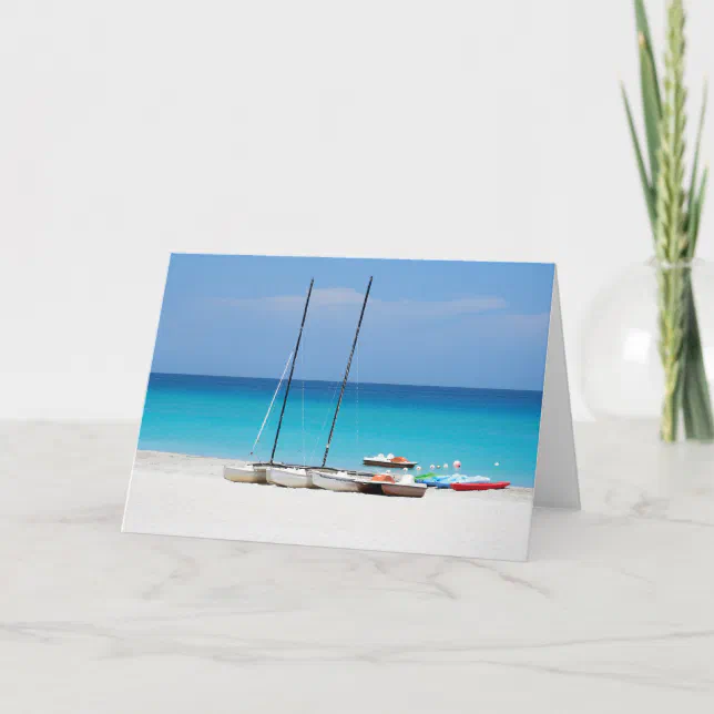 Greeting Card with a tropical beach scene | Zazzle