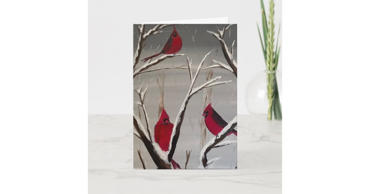 Greeting card with Cardinals and Holiday Message | Zazzle