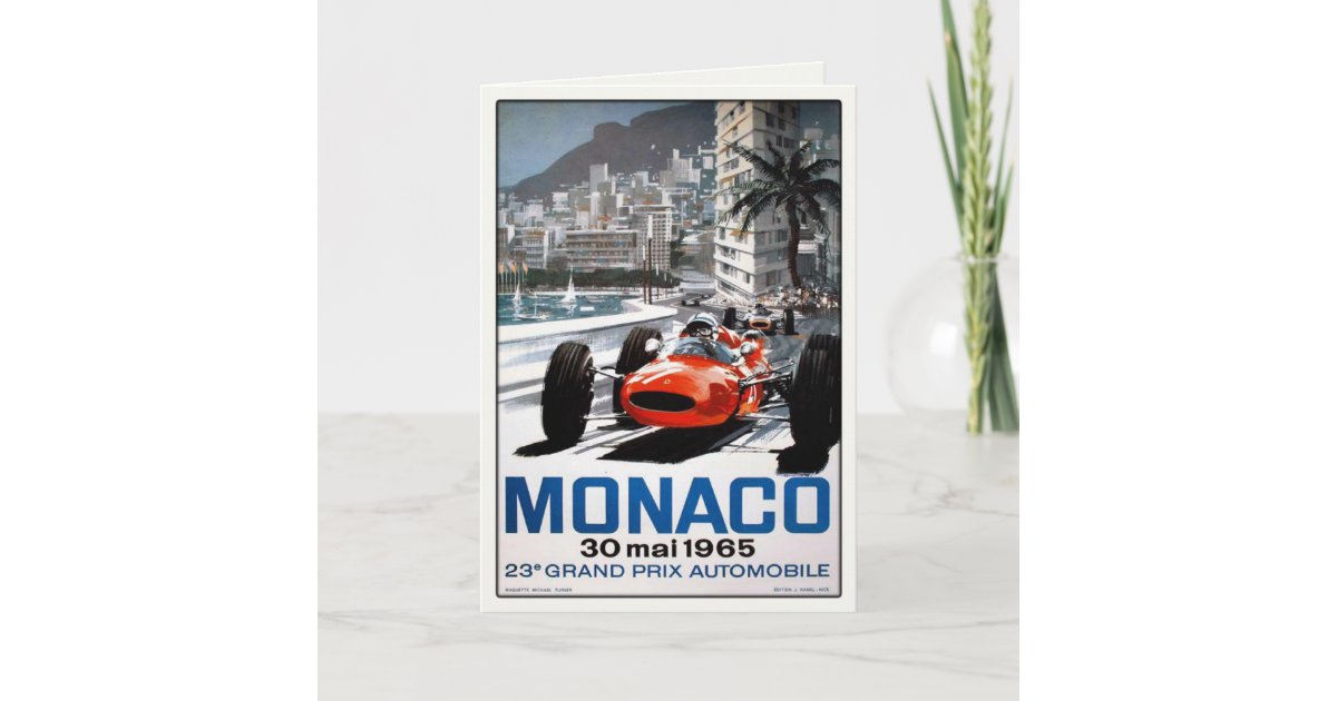 Greeting Card With Monaco Grand Prix Poster | Zazzle
