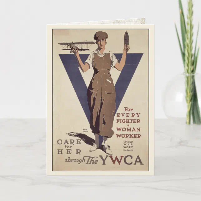 Greeting Card with WWII Propaganda Poster Print | Zazzle