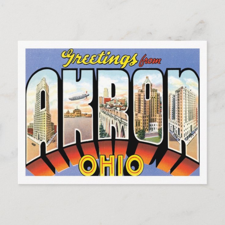 Greetings From Akron Ohio US City Postcard | Zazzle