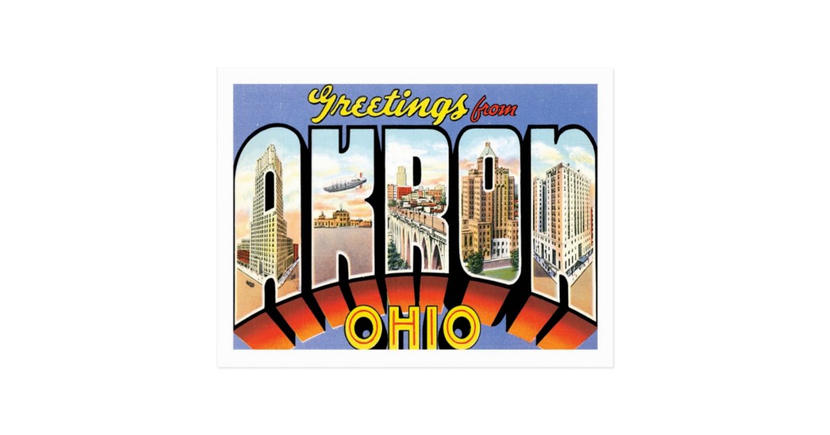 Greetings From Akron Ohio US City Postcard | Zazzle.com