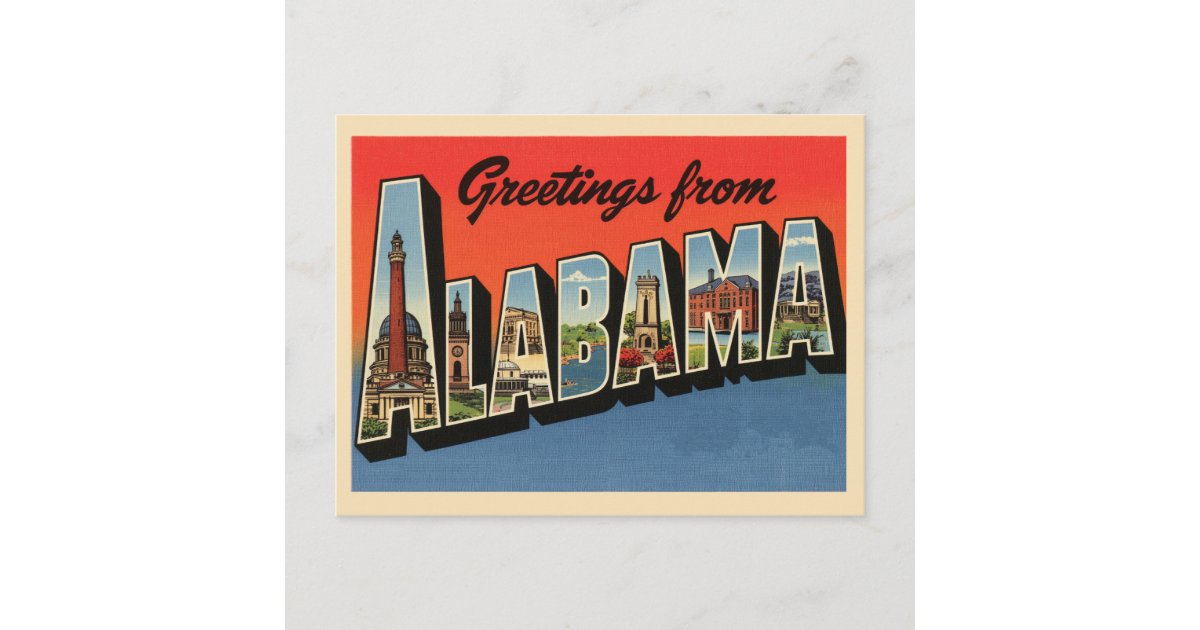 Greetings from Alabama Postcard | Zazzle