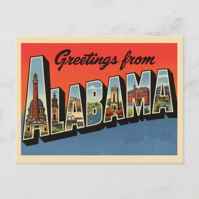 Greetings from Alabama Postcard | Zazzle