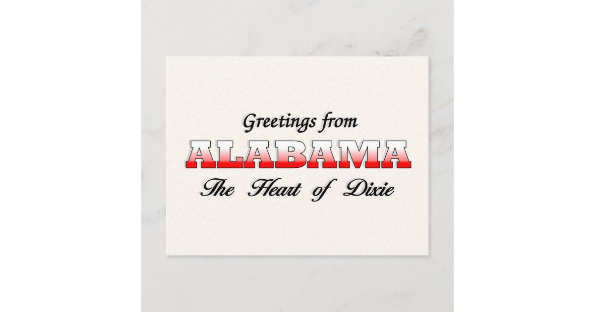 Greetings from Alabama Postcard | Zazzle
