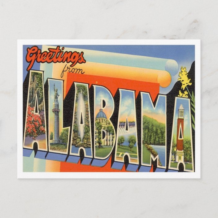 Greetings From Alabama Vintage Postcard | Zazzle.com