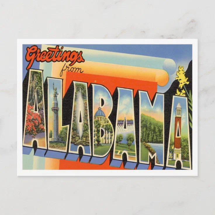 Greetings From Alabama Vintage Postcard | Zazzle