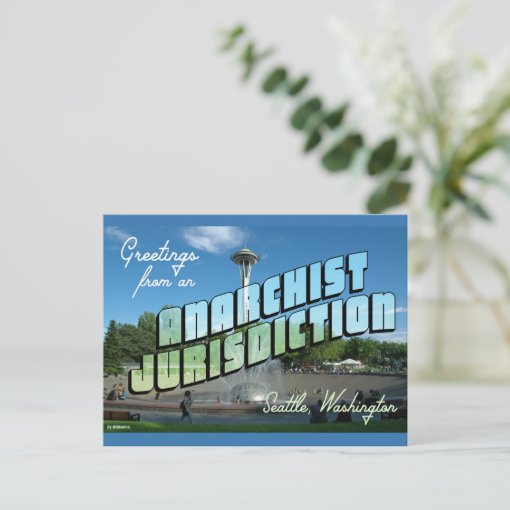 Greetings from Anarchist Seattle! Postcard | Zazzle