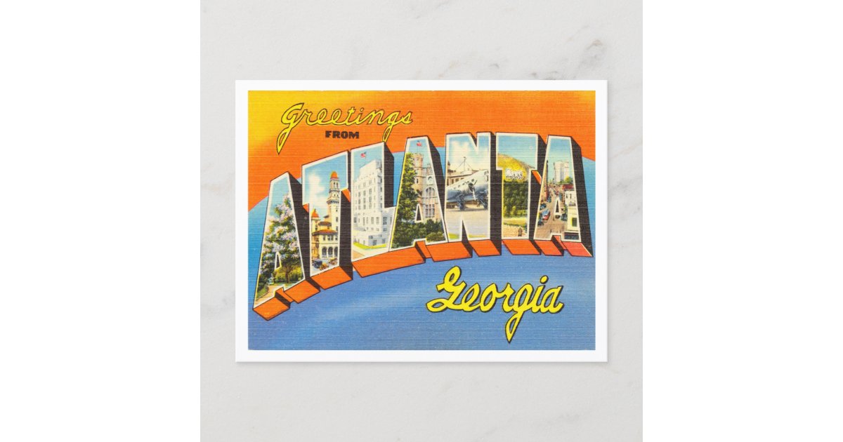 Greetings from Atlanta, Georgia Vintage Travel Postcard | Zazzle