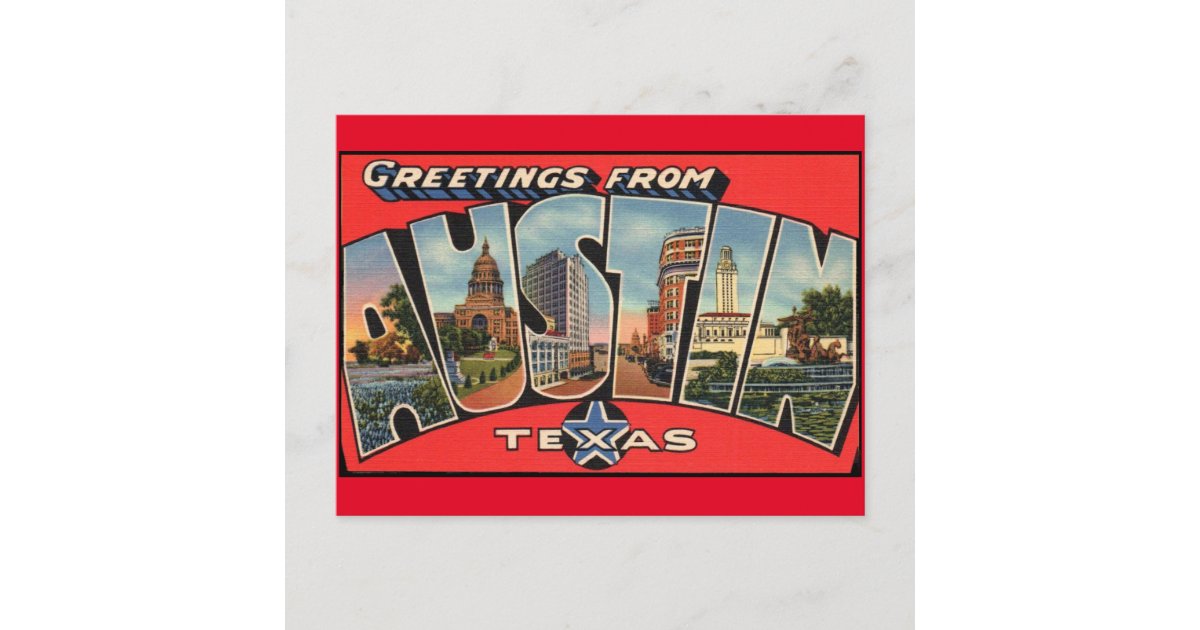 Greetings from Austin Texas Postcard | Zazzle