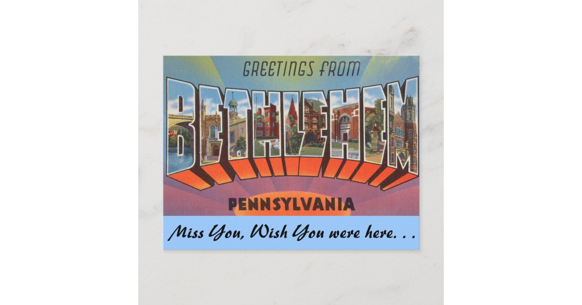 Greetings from Bethlehem Postcard | Zazzle
