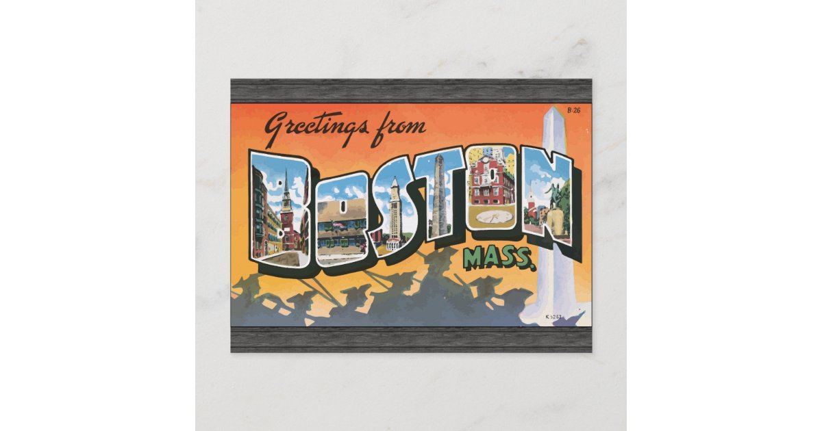 Greetings From Boston Mass., Vintage Postcard | Zazzle
