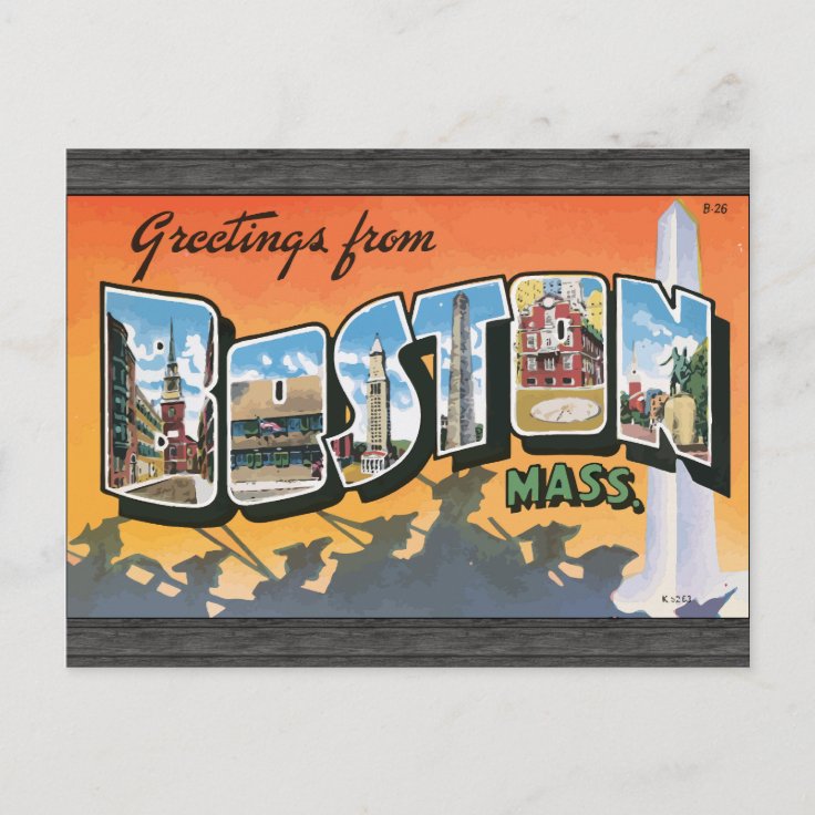Greetings From Boston Mass., Vintage Postcard | Zazzle