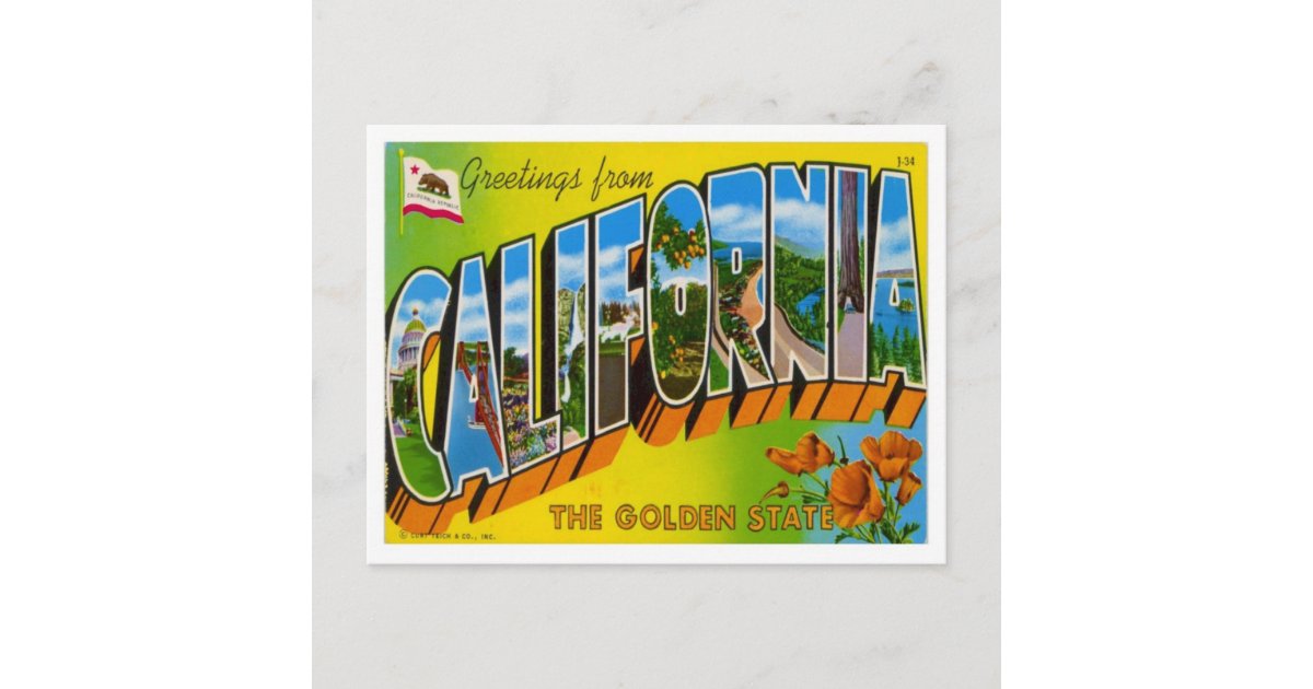Greetings From California Postcard | Zazzle