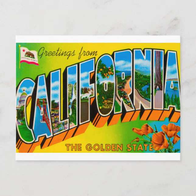 Greetings From California Postcard | Zazzle