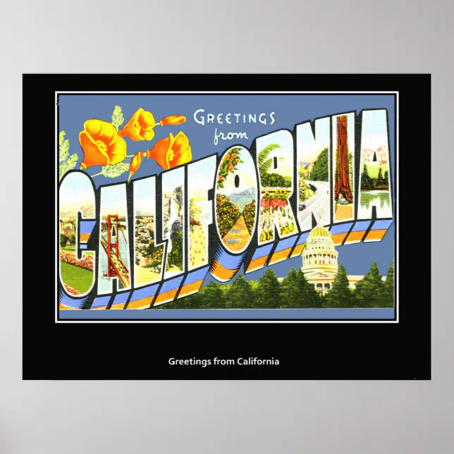 Greetings from California Poster | Zazzle