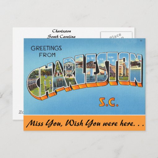 Greetings from Charleston Postcard | Zazzle