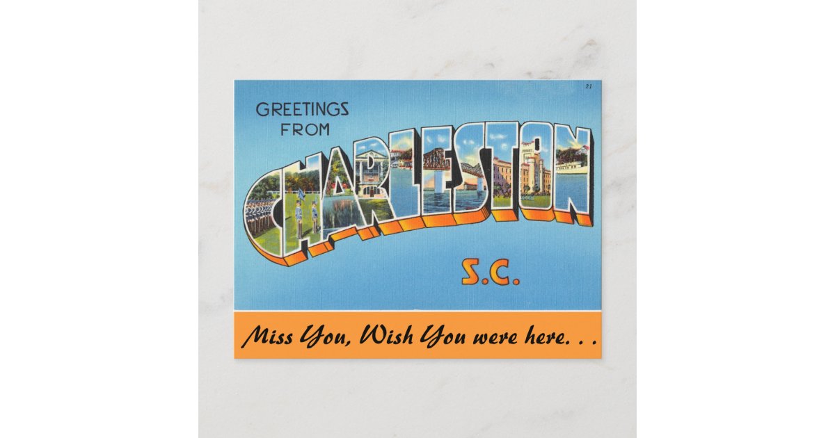 Greetings from Charleston Postcard | Zazzle