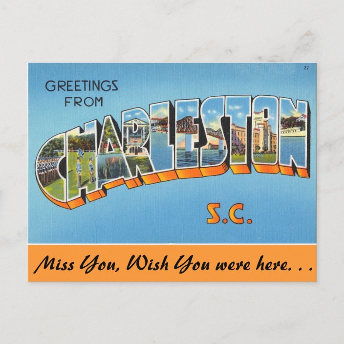 Greetings from Charleston Postcard | Zazzle