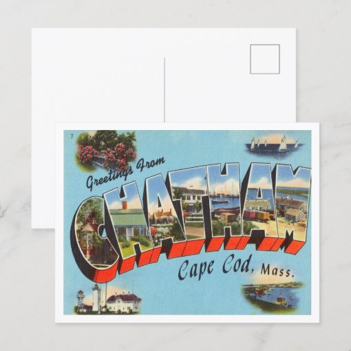 Greetings from Chatham, Cape Cod, Massachusetts Postcard | Zazzle