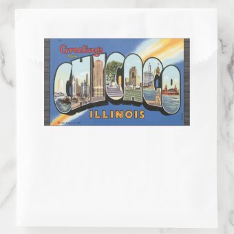 Greetings From Chicago Illinois, Vintage Rectangular Sticker | Zazzle