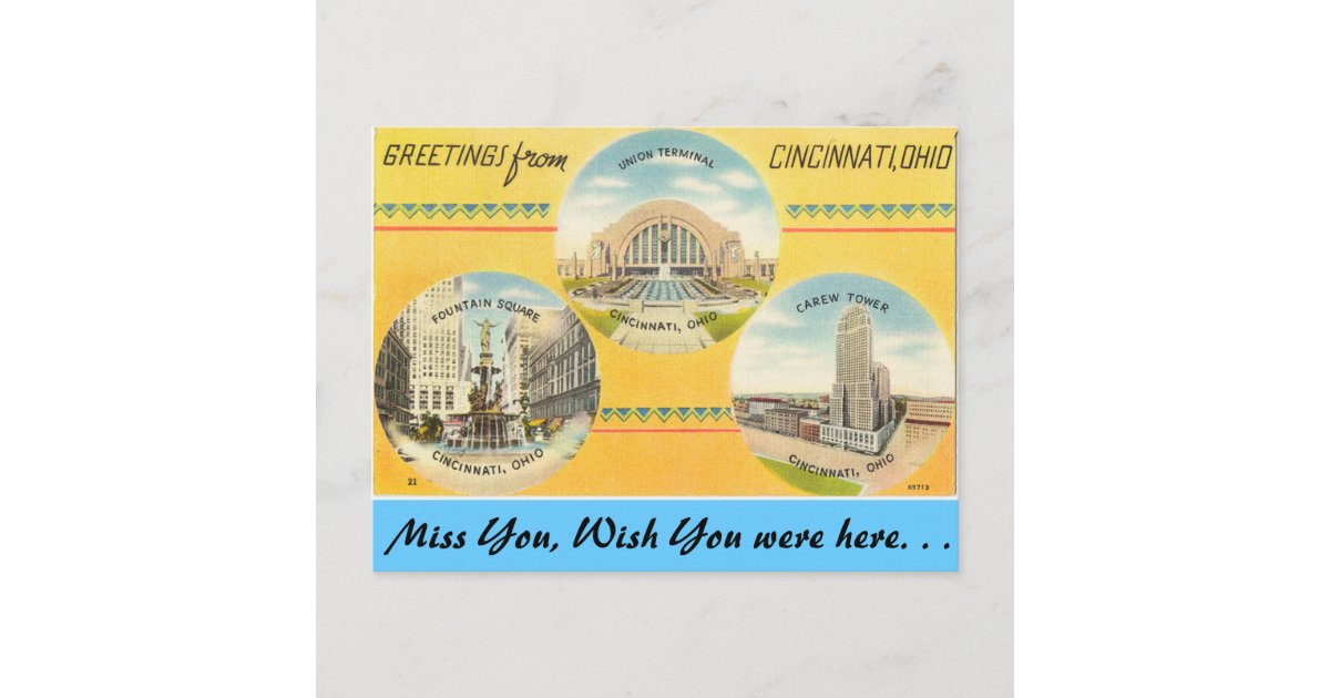 Greetings from Cincinnati Postcard | Zazzle