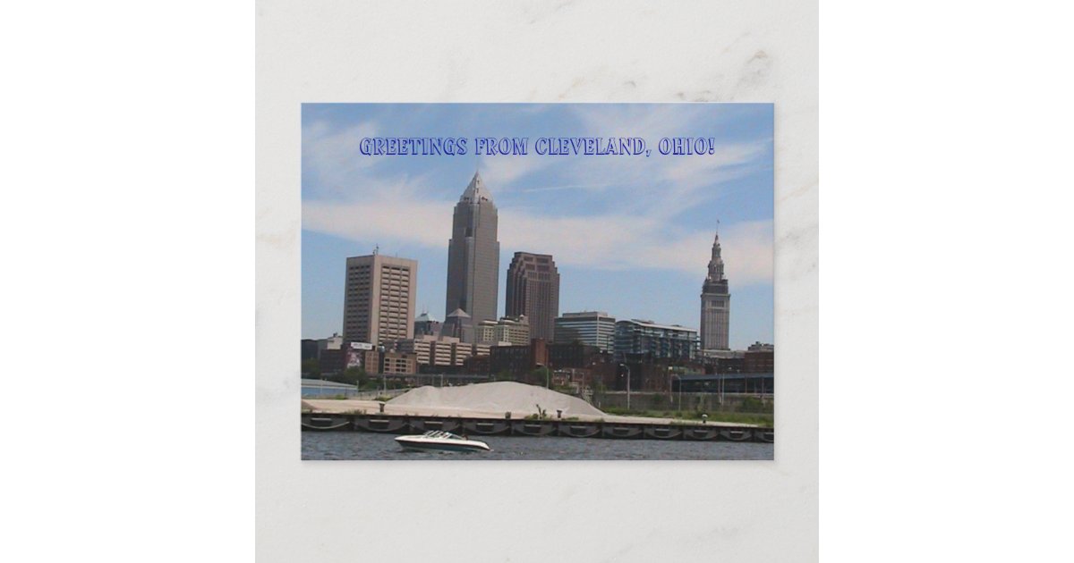 Greetings from Cleveland Ohio (Skyline) Bold Postcard | Zazzle
