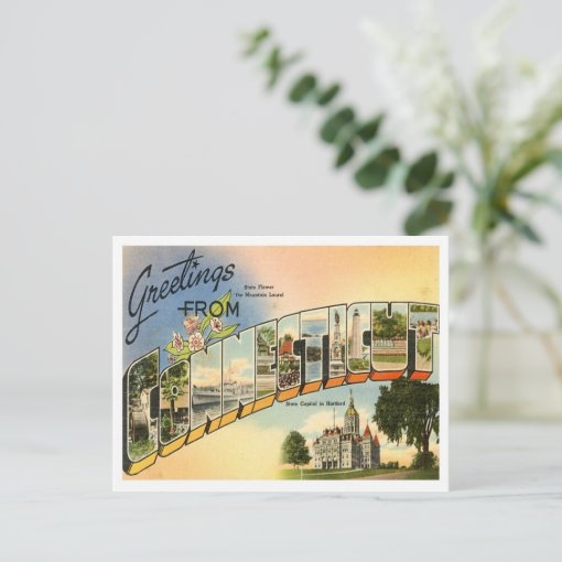 Greetings From Connecticut Vintage Postcard | Zazzle