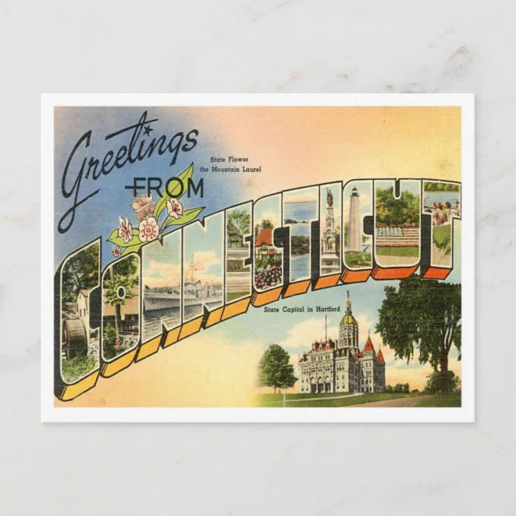 Greetings From Connecticut Vintage Postcard | Zazzle
