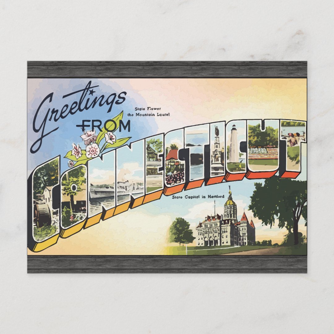Greetings From Connecticut, Vintage Postcard | Zazzle
