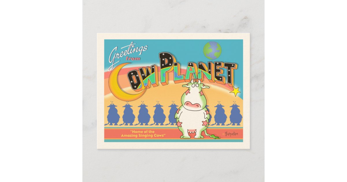 GREETINGS FROM COW PLANET POSTCARD | Zazzle