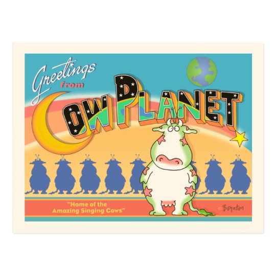 GREETINGS FROM COW PLANET POSTCARD | Zazzle.com
