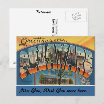Greetings from Delaware Postcard | Zazzle