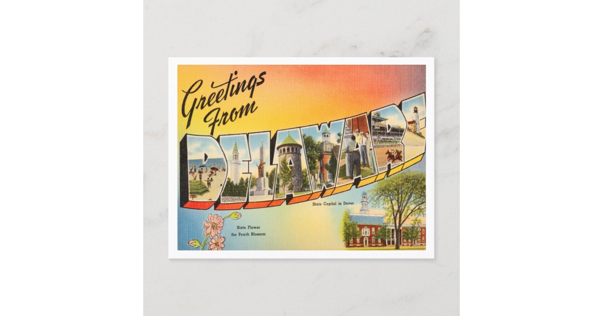 Greetings from Delaware Vintage Travel Postcard | Zazzle