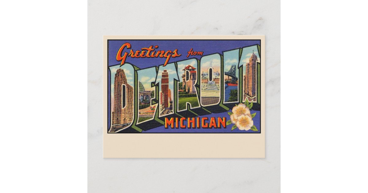 Greetings from Detroit Large Letter Postcard | Zazzle