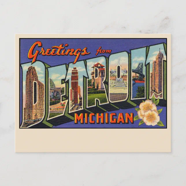 Greetings from Detroit Large Letter Postcard | Zazzle