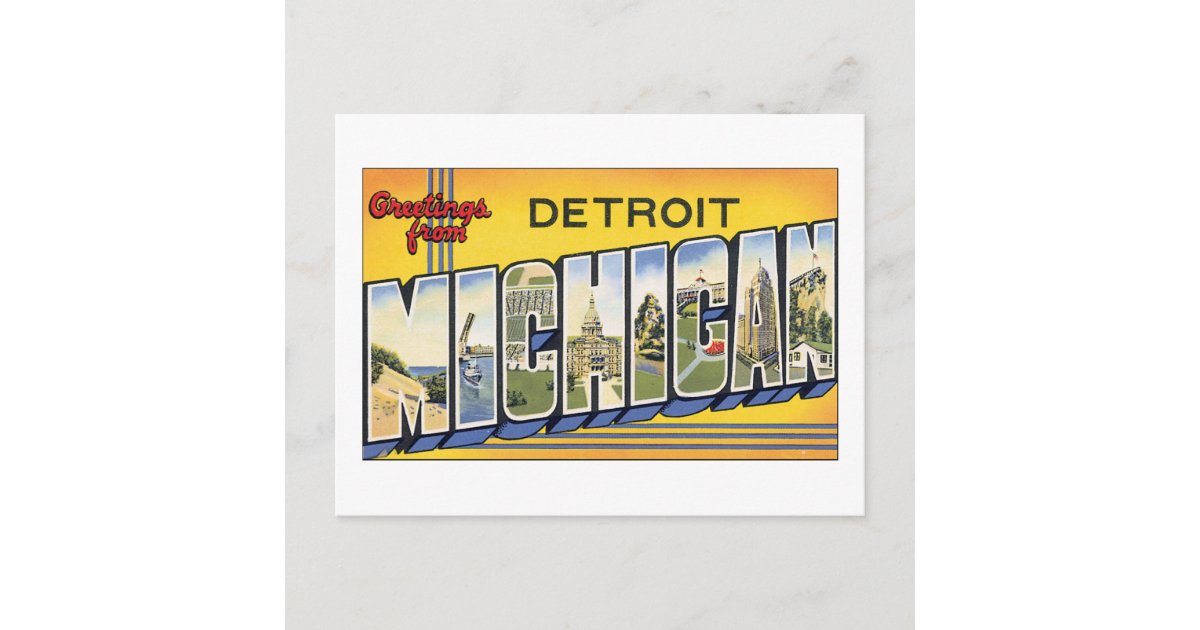 Greetings from Detroit, Michigan Postcard | Zazzle