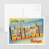 Greetings from Detroit, Michigan Vintage Travel Postcard | Zazzle
